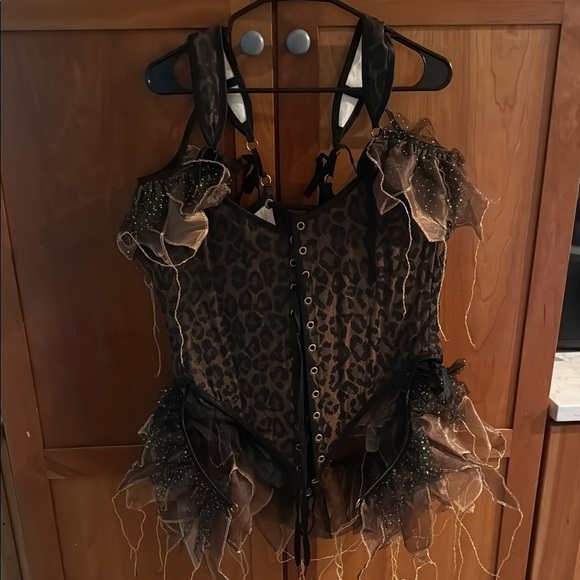 Moresca | Tops | Moresca Leopard Print Fairy Corset With Ruffle Details ...